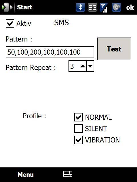 Vibro, Change Vibration Pattern for Incoming Calls, SMS and EMail