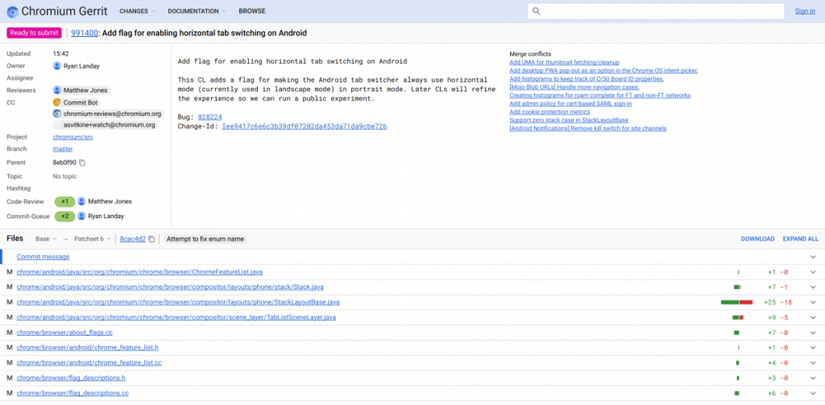 Google is Testing a Horizontal Tab Switcher in Chrome for Portrait Mode
