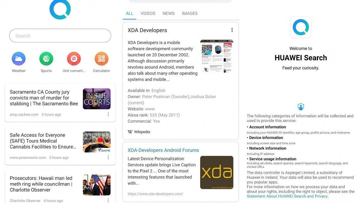 Huawei Search is an alternative to Google App for Huawei smartphones