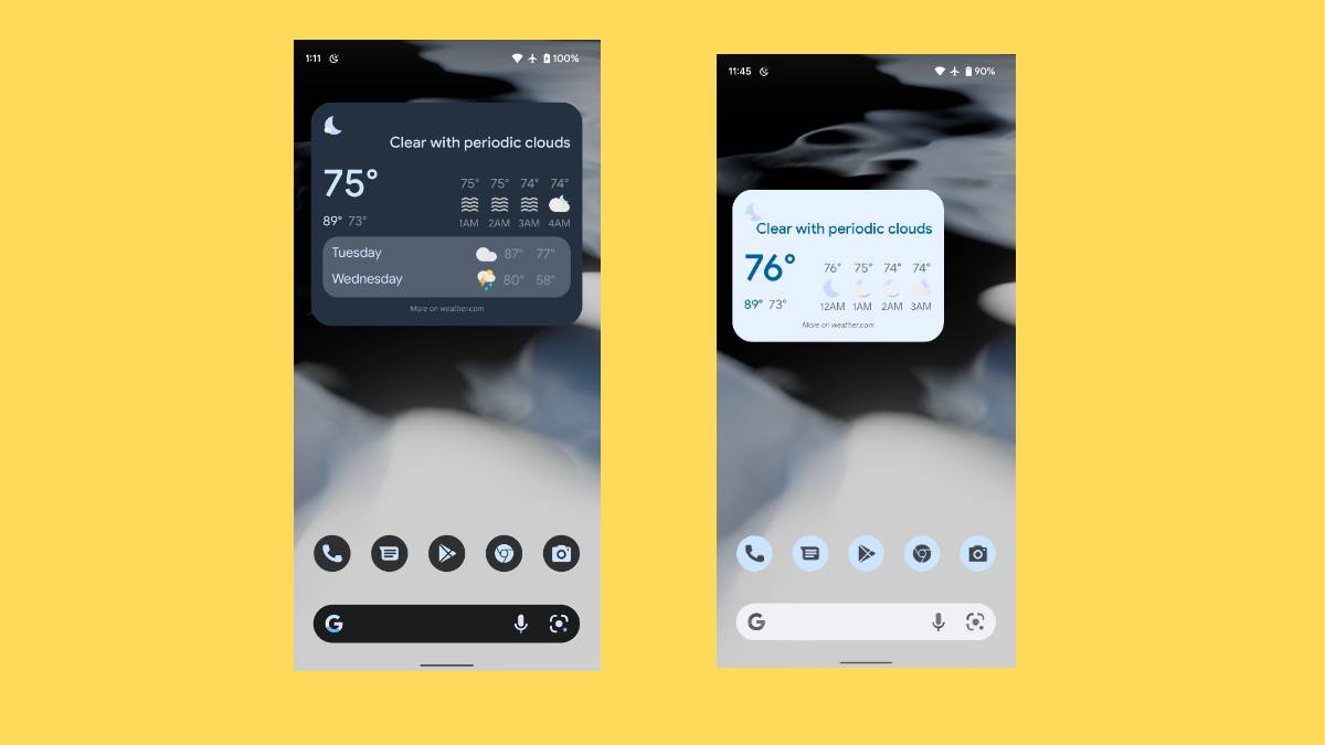 The Assistant weather widget receives a visual refresh