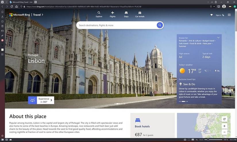 Bing is adding new experiences to make it easier to plan trips