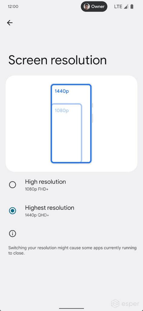 Google working on screen resolution setting for Android 13