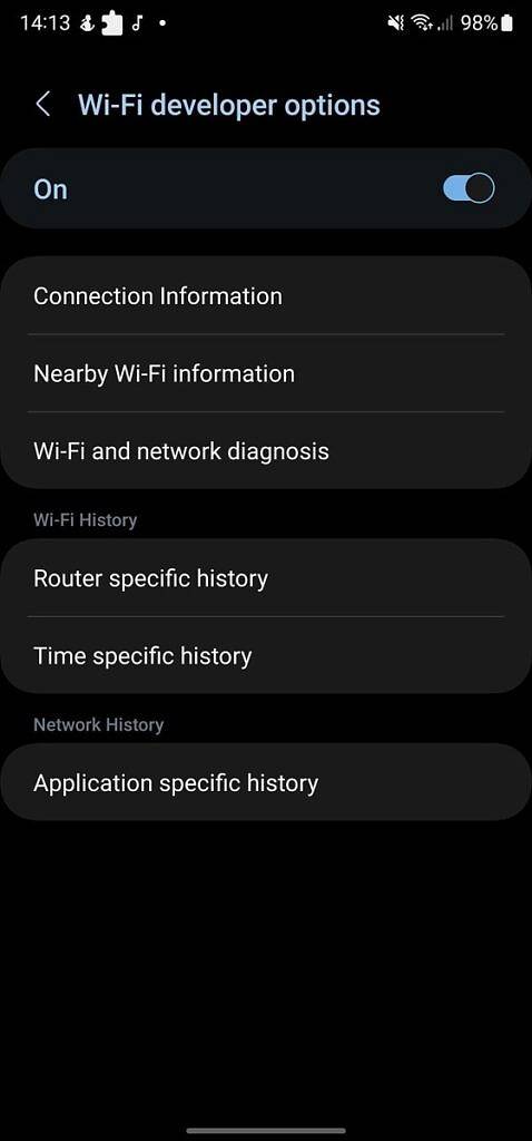 One UI 5.0 beta includes a new set of Wi-Fi developer options