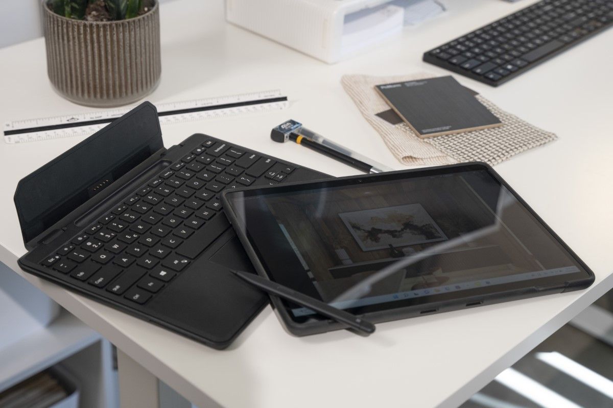 The Brydge SP Max+ is a rugged case and keyboard for the Surface Pro 8