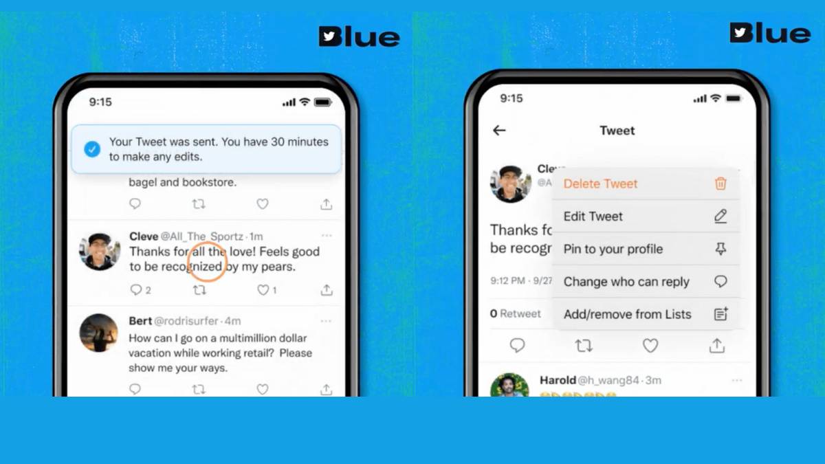 Twitter Blue subscribers can now starting editing tweets