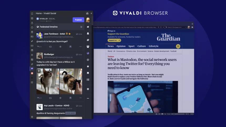 Vivaldi 5.6 makes it easier to replace Twitter with new Mastodon integration