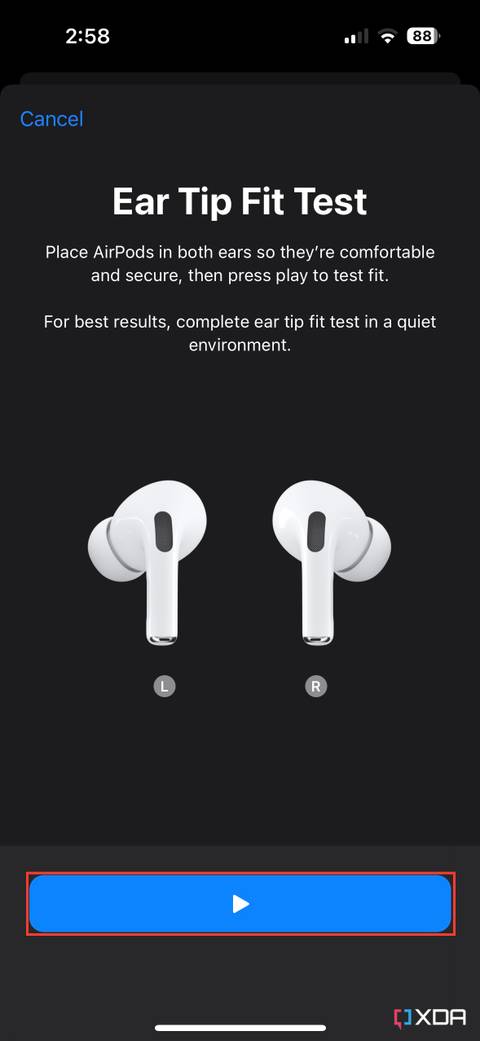 How to perform the Ear Tip Fit Test for AirPods Pro