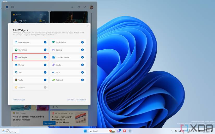 How to set up the new Facebook Messenger widget on Windows 11