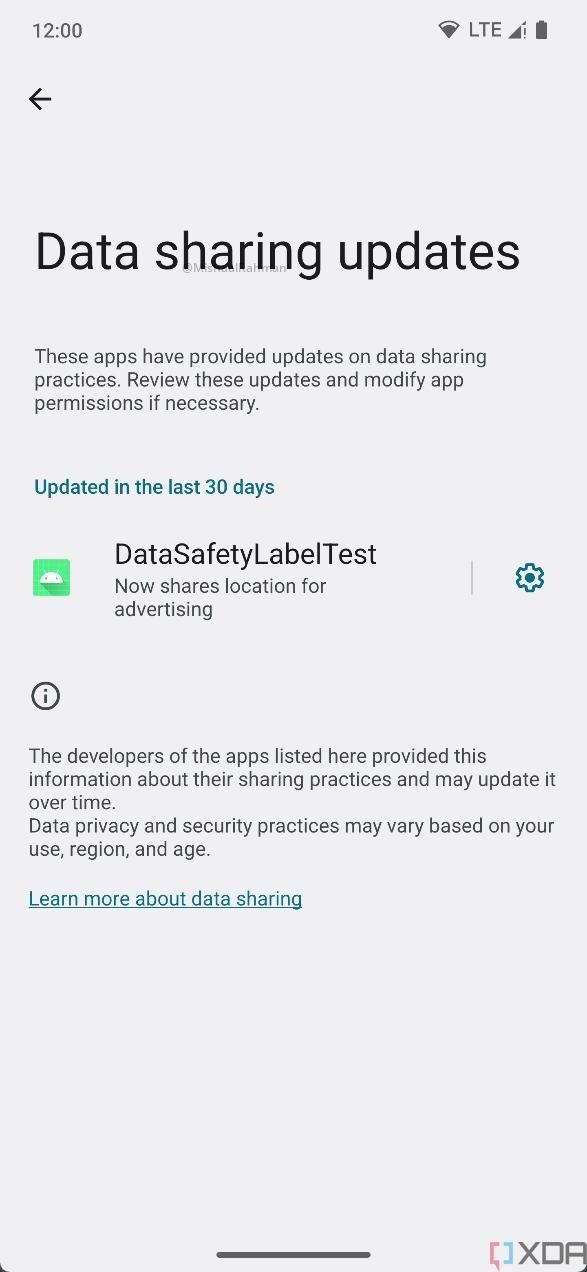 Android 14 kann den Datensicherheitsbereich von Google Play integrieren ...