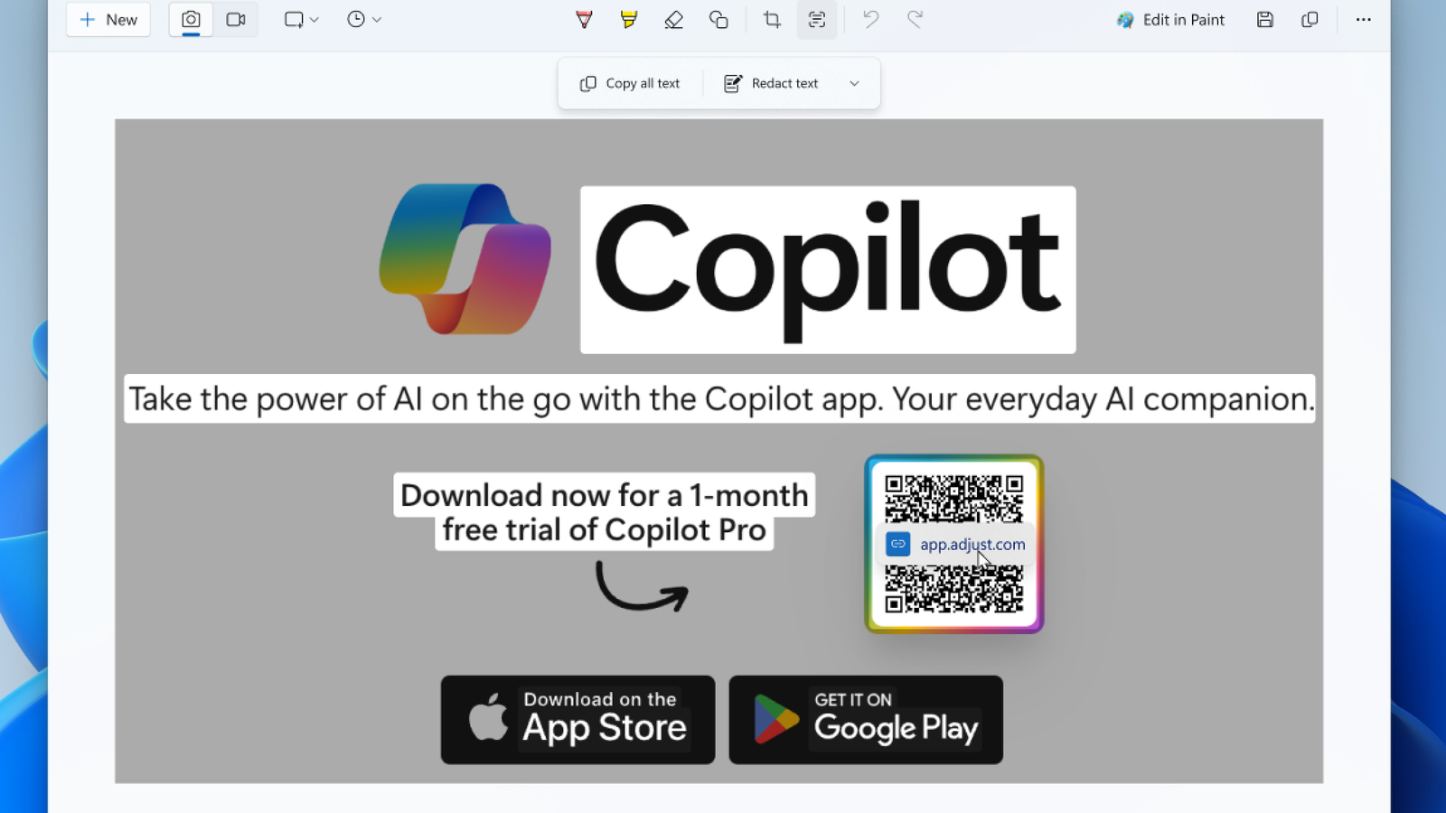 No camera? Windows 11 can now open QR codes in screenshots, too