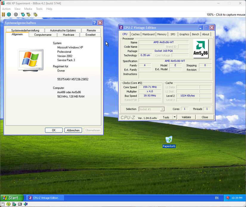 Someone got Windows XP running on a CPU ten years older than itself