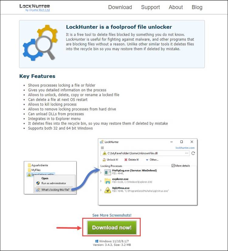 How to delete a file in use by another program in Windows