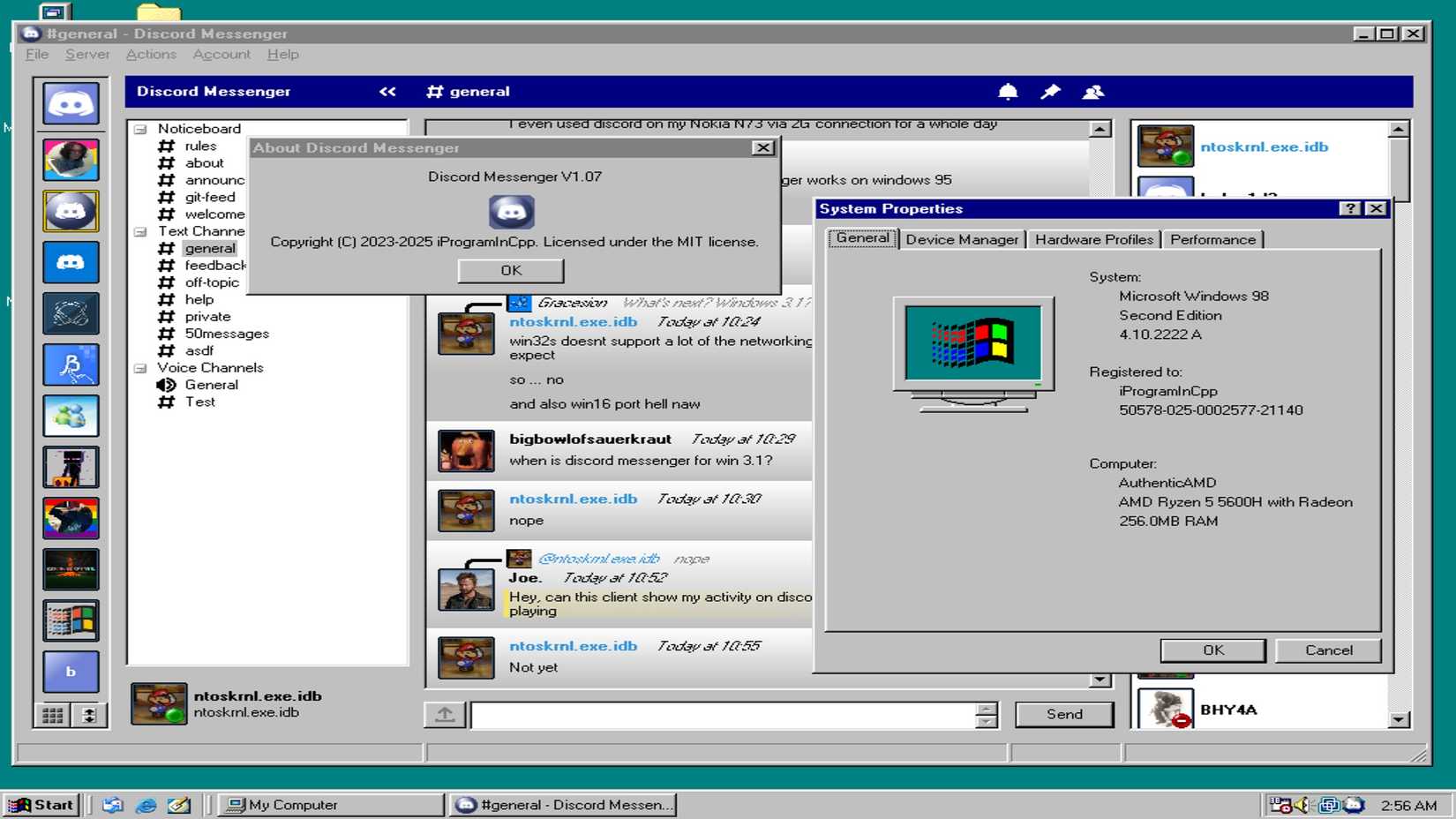 Someone ported Discord to Windows 95, because why wouldn't you