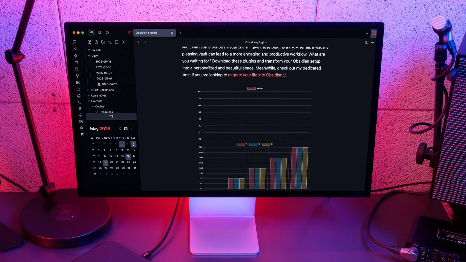 Here's how I insert interactive charts in my Obsidian pages