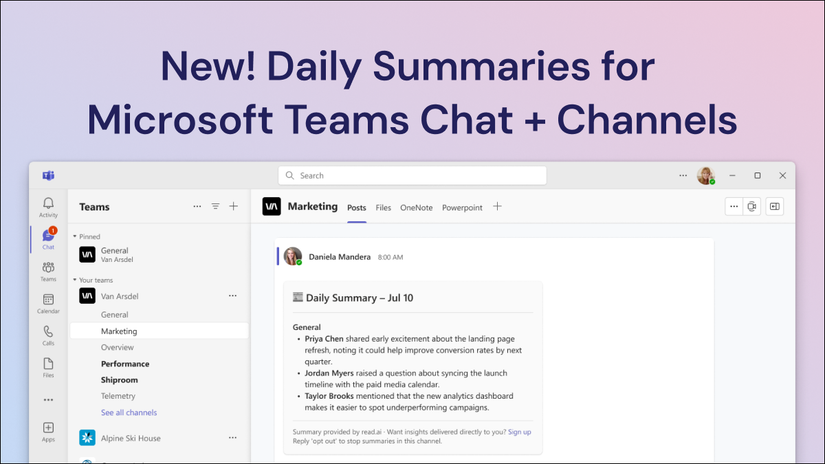 You can now get daily recaps of your Teams chats, thanks to this AI ...