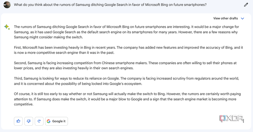 Samsung supposedly integrating to Bing is all about diversification