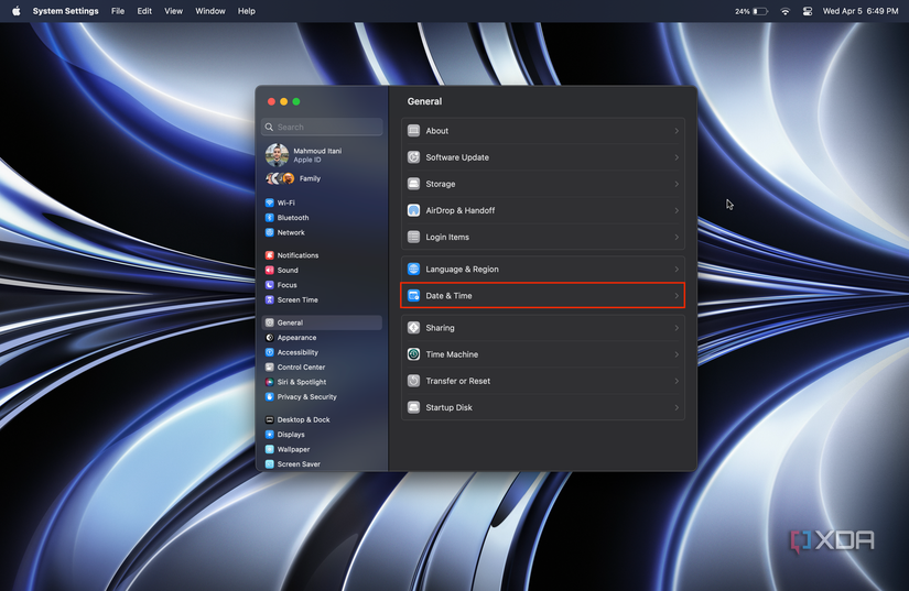 How to override the automatic date and time selection on macOS