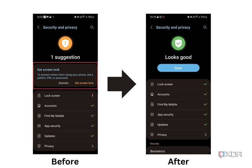 How to use the Security and privacy dashboard on a Samsung device