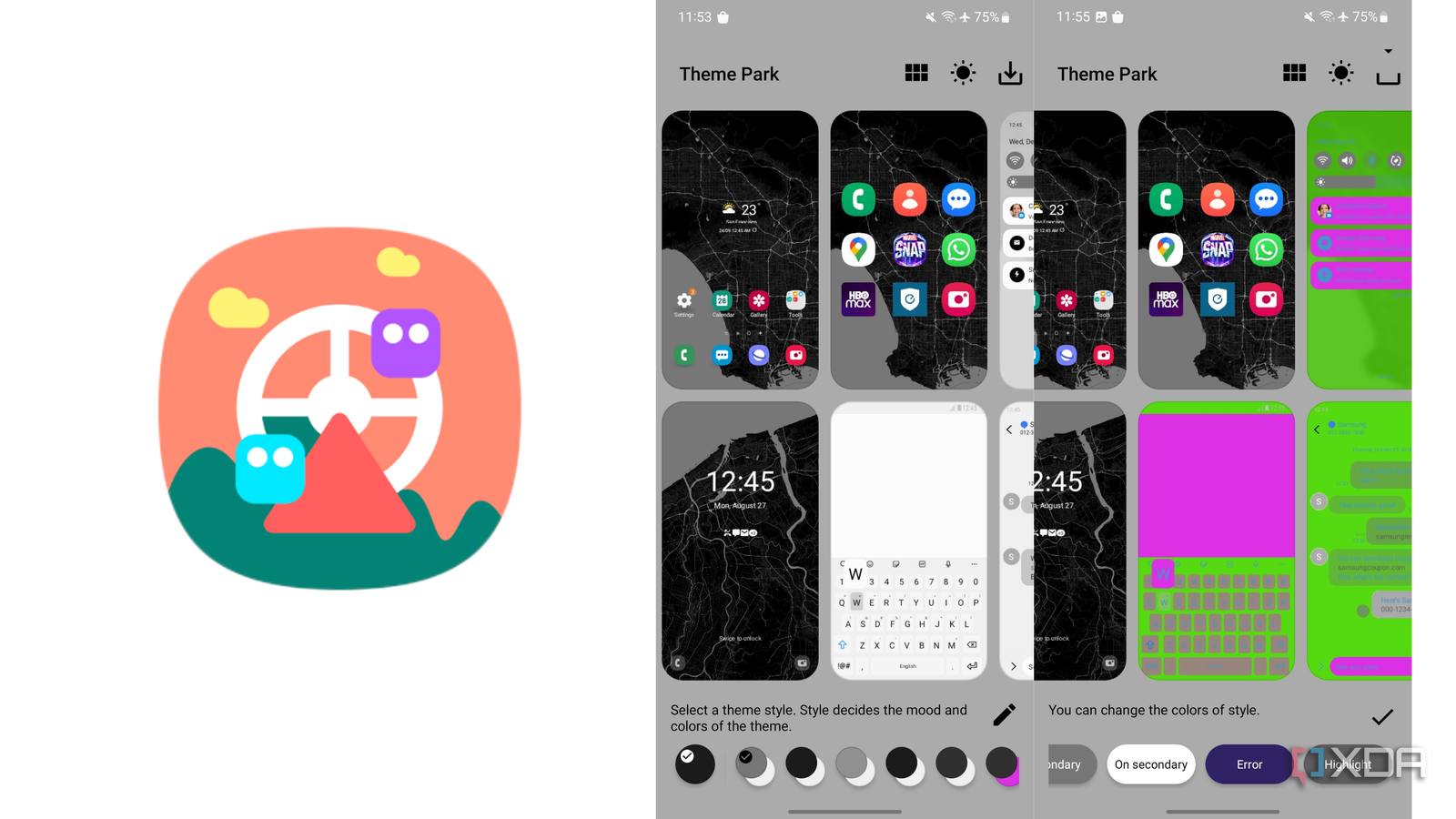Samsung's Theme Park lets you get creative with custom Material You colors