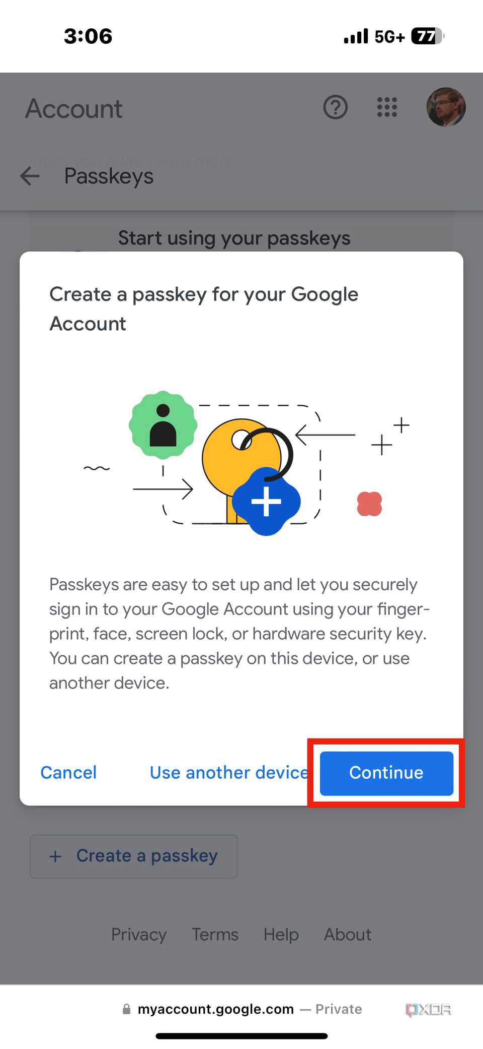 How to set up a passkey for Google