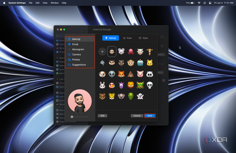 How to change the user photo on macOS