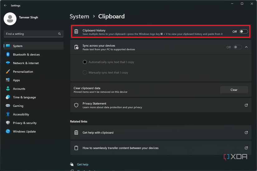How to enable clipboard syncing in Windows 11