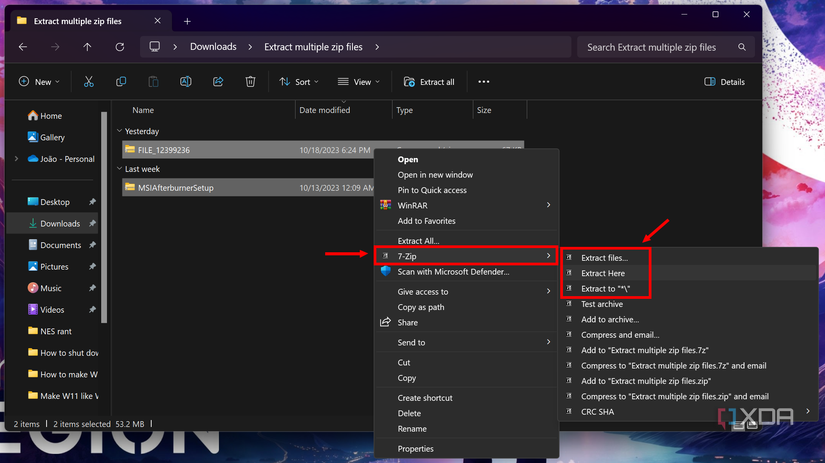 How to extract multiple ZIP files at once in Windows 11