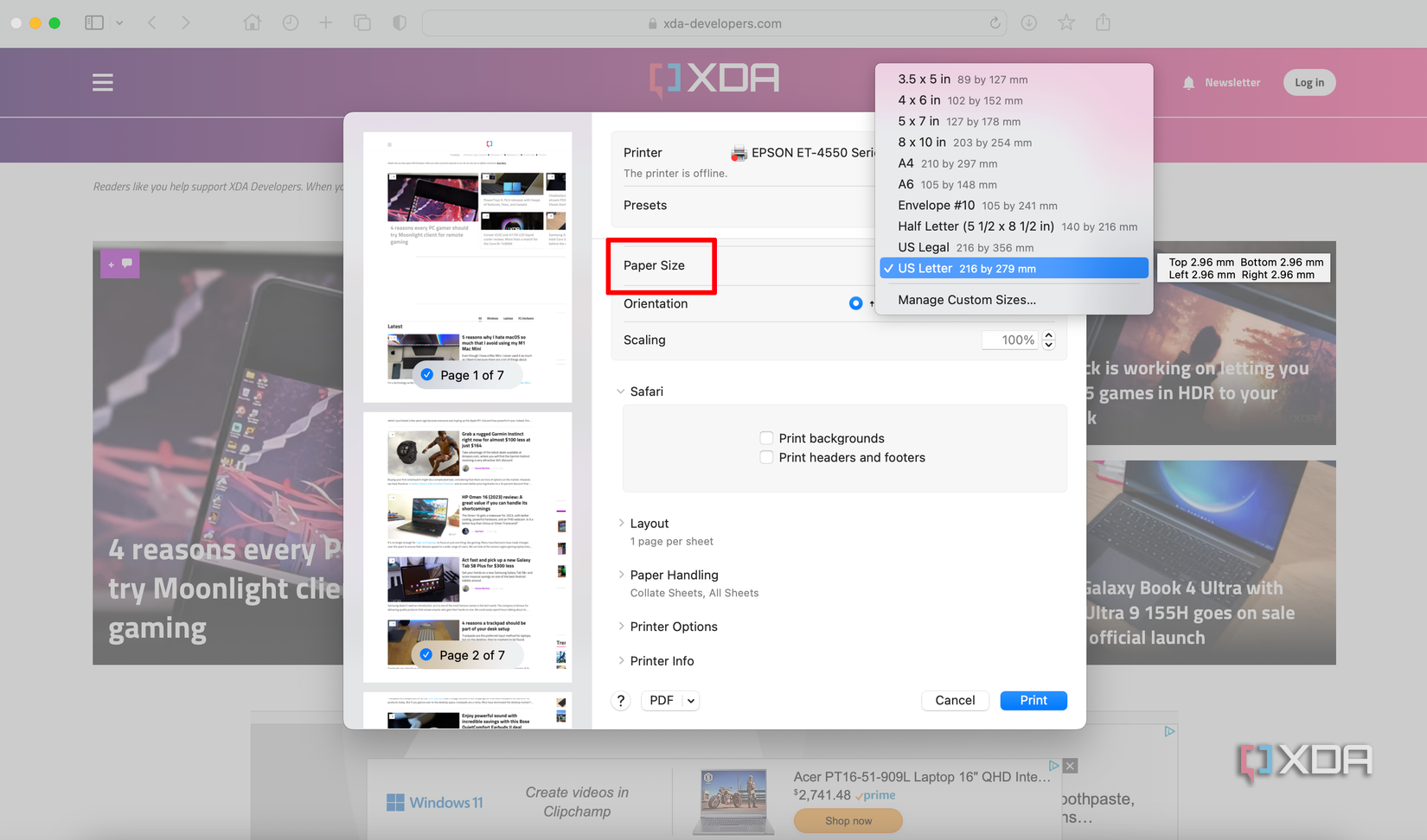 How to print from a Mac