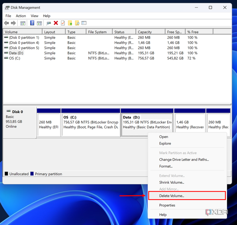 How to delete a drive partition on Windows 11