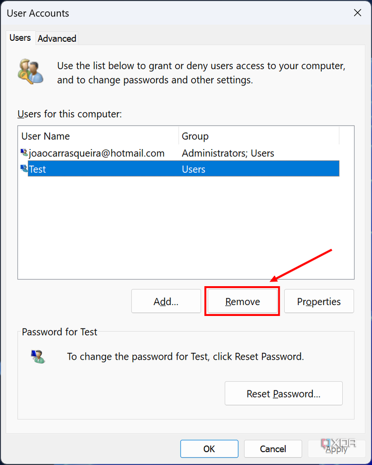 How to delete a user account on Windows 11