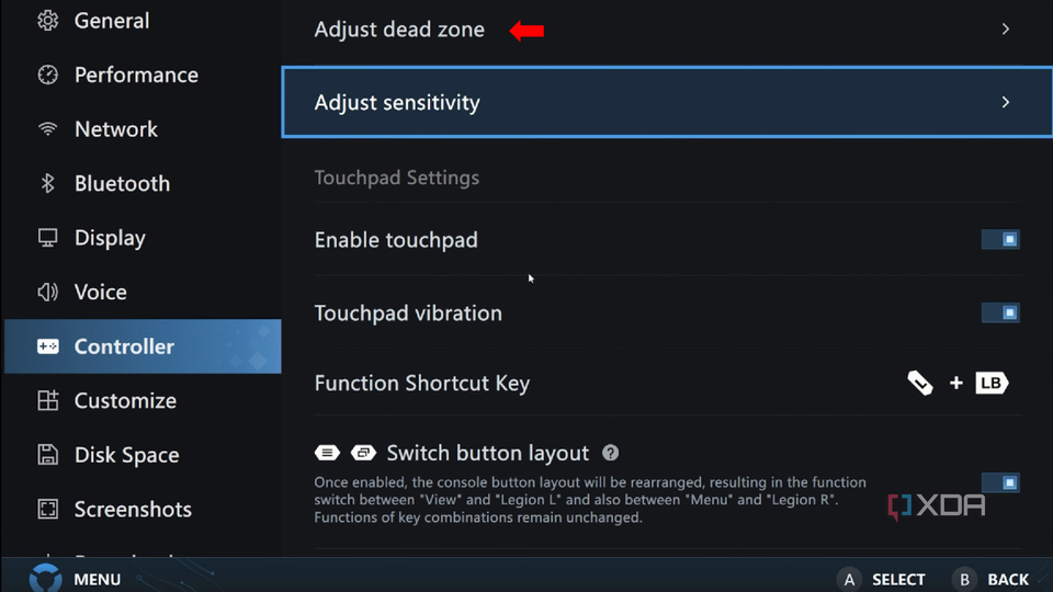 How to improve thumbstick dead zones on the Lenovo Legion Go