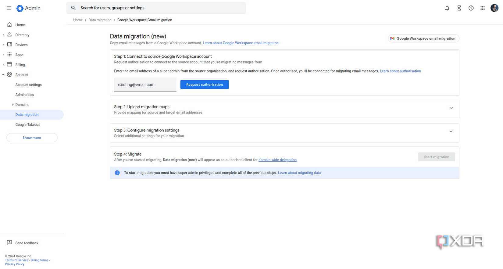 How to migrate a Google Workspace account