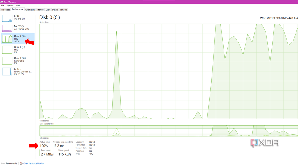 How to fix 100% disk usage on a hard drive