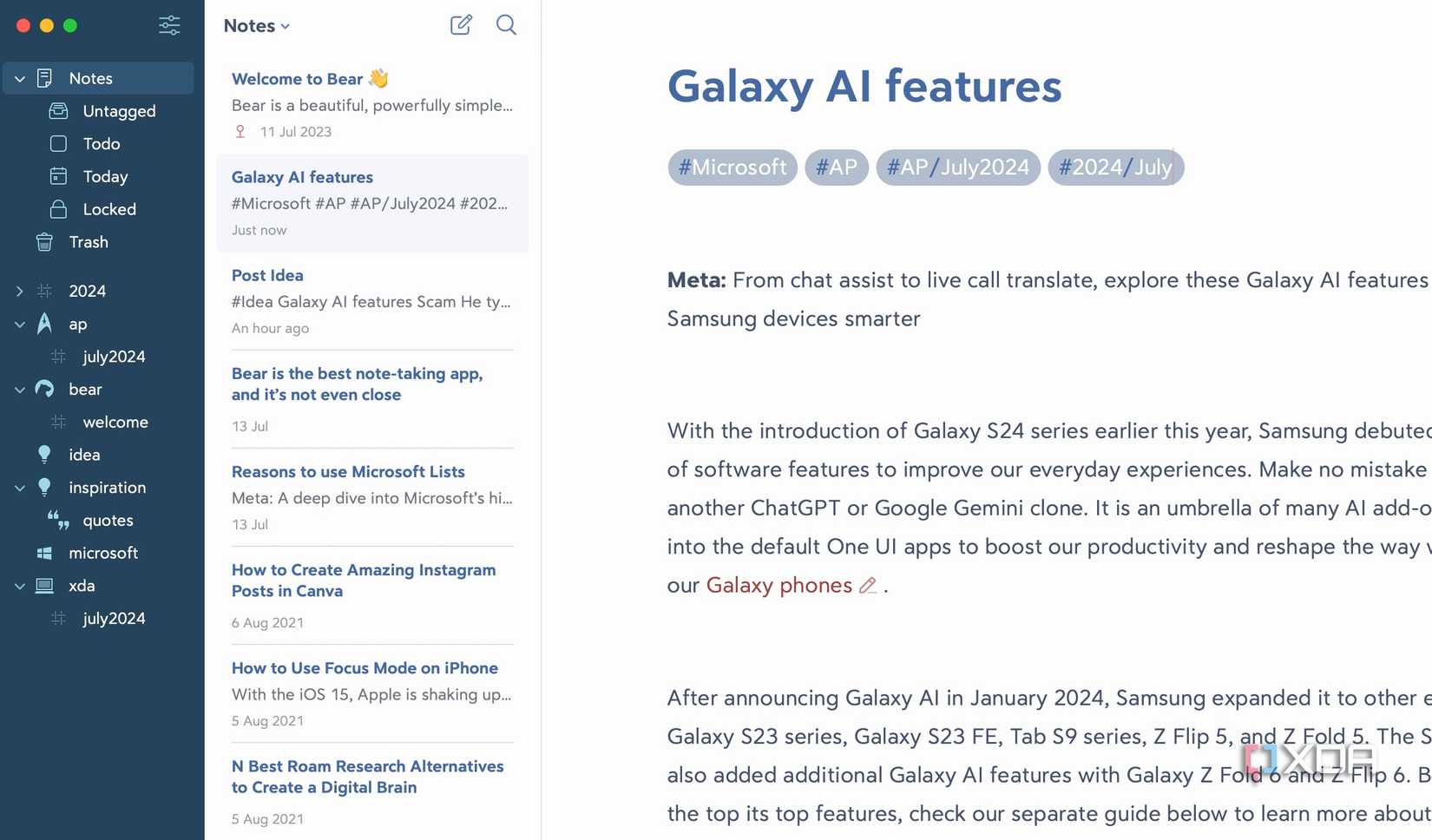 OneNote vs. Bear: The clash of the note-taking Titans