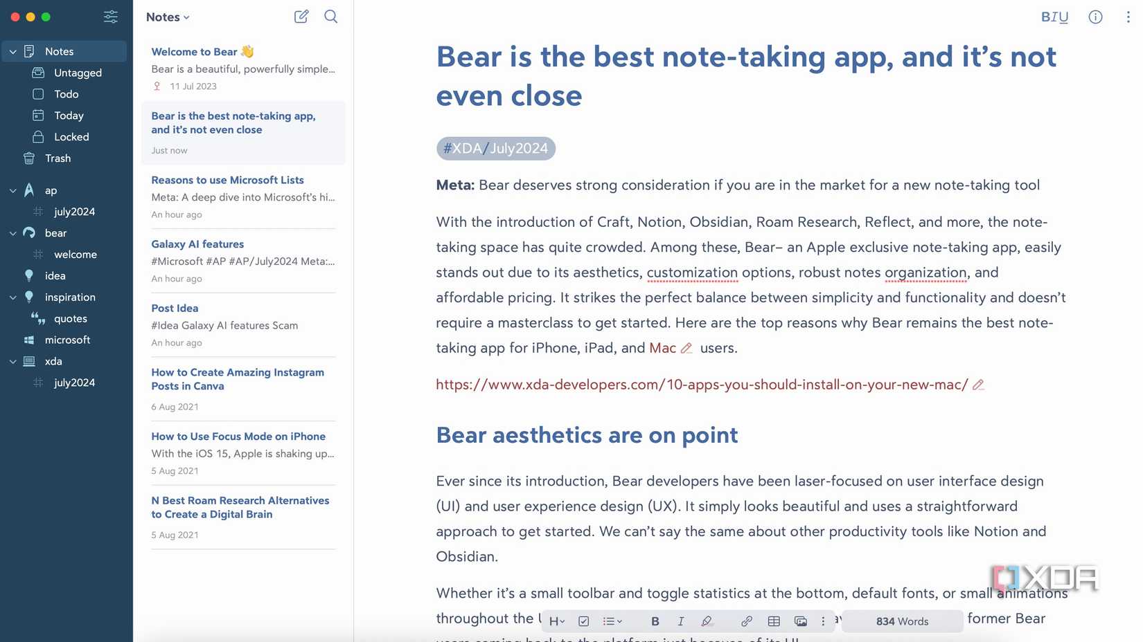 Bear is the best note-taking app, without a doubt