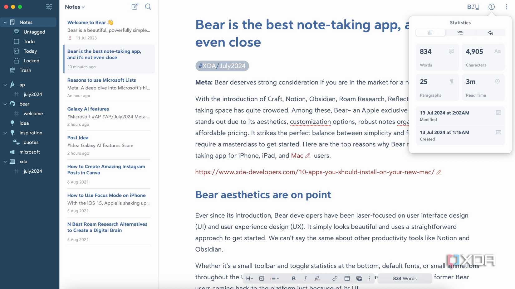Bear is the best note-taking app, without a doubt