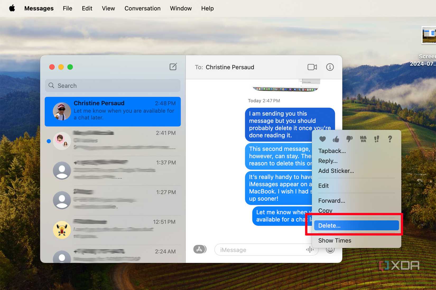How to delete messages on a MacBook