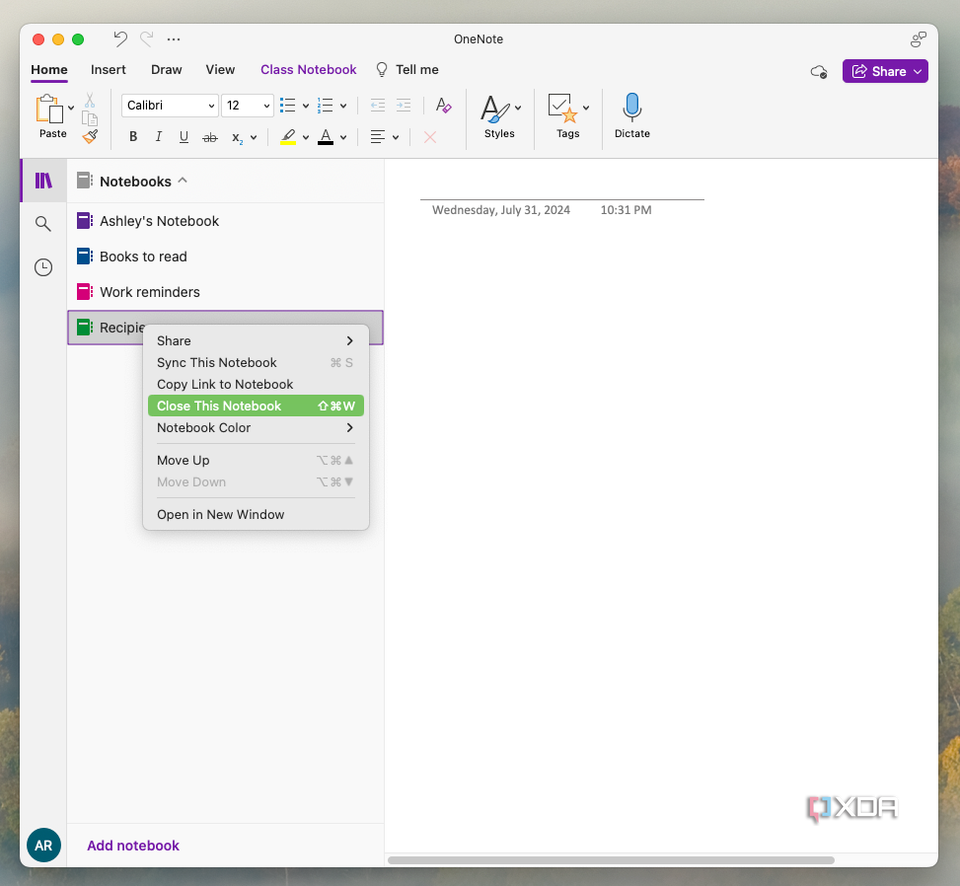 How to delete a notebook in OneNote