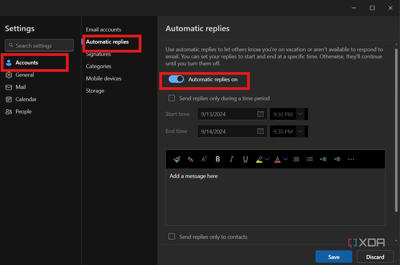 How to set out of office status in Outlook