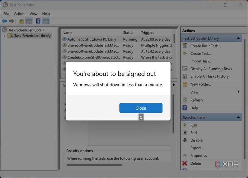 shutdown computer after 1 hour
