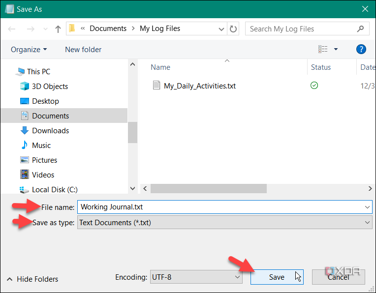How to create time-stamped logs in Notepad on Windows