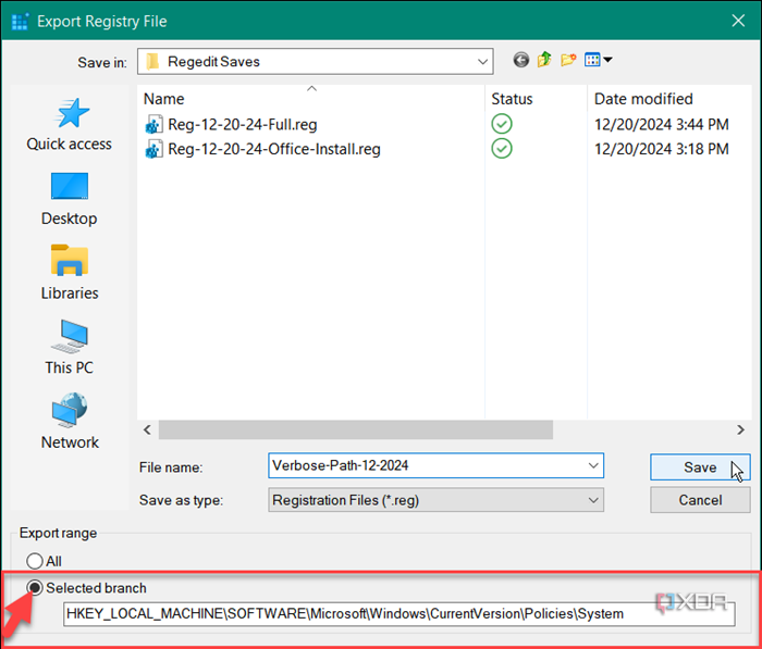 Back up your Windows Registry before making changes