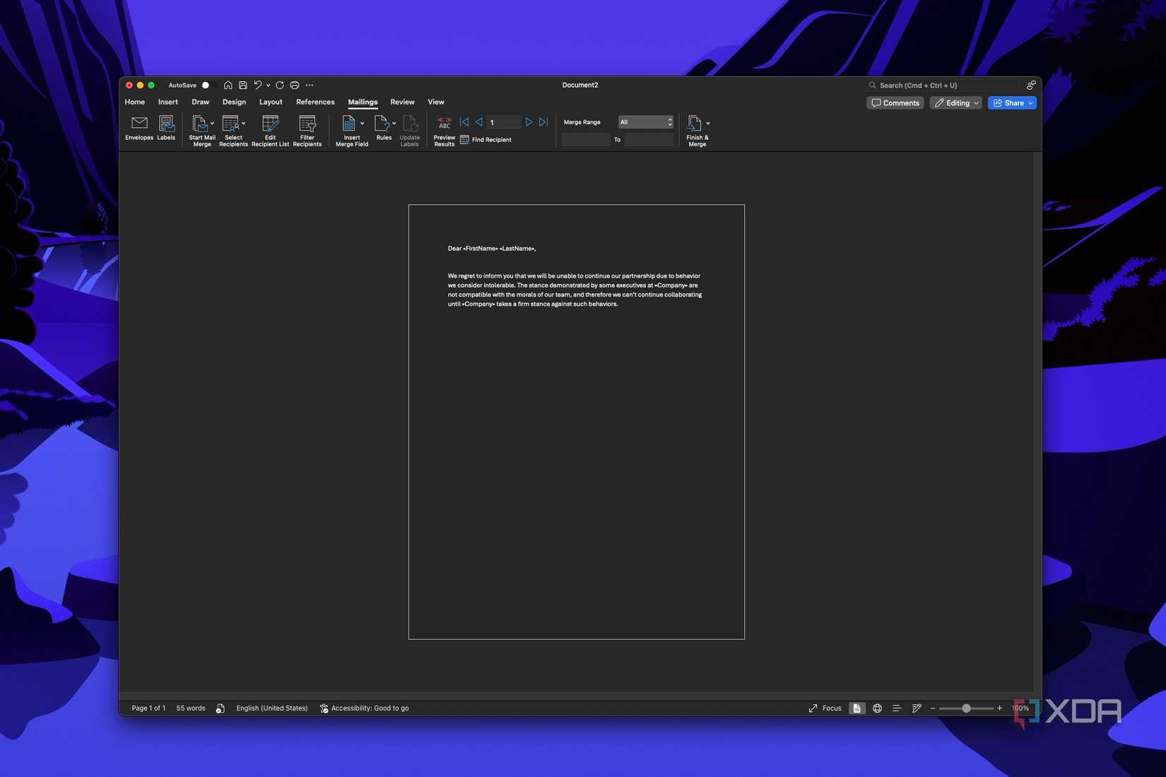 write on a word document