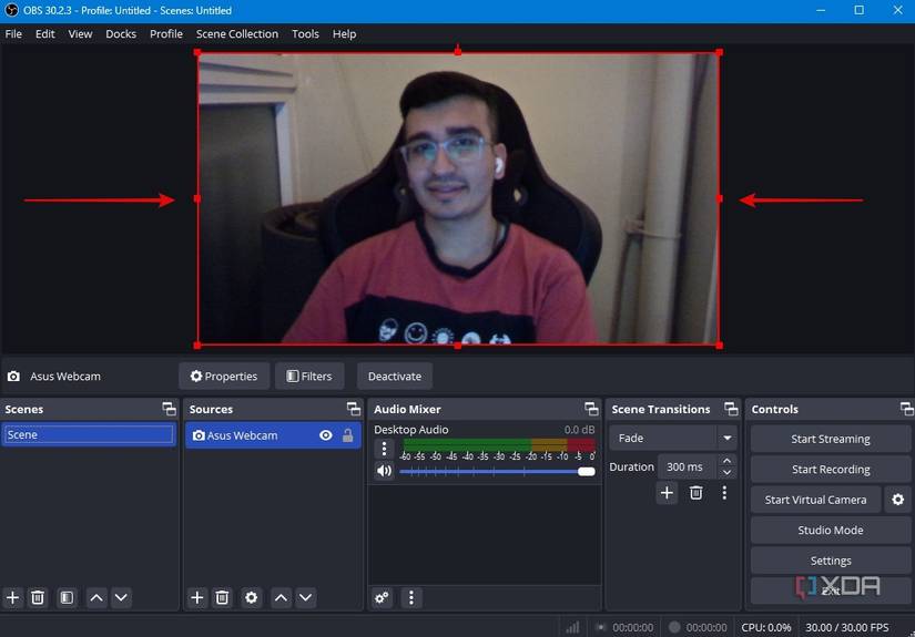 My webcam didn’t come with customization software, so I used OBS to ...