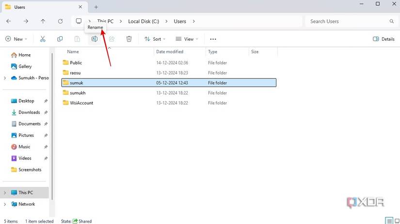 How to rename the User folder on your Windows 11 PC