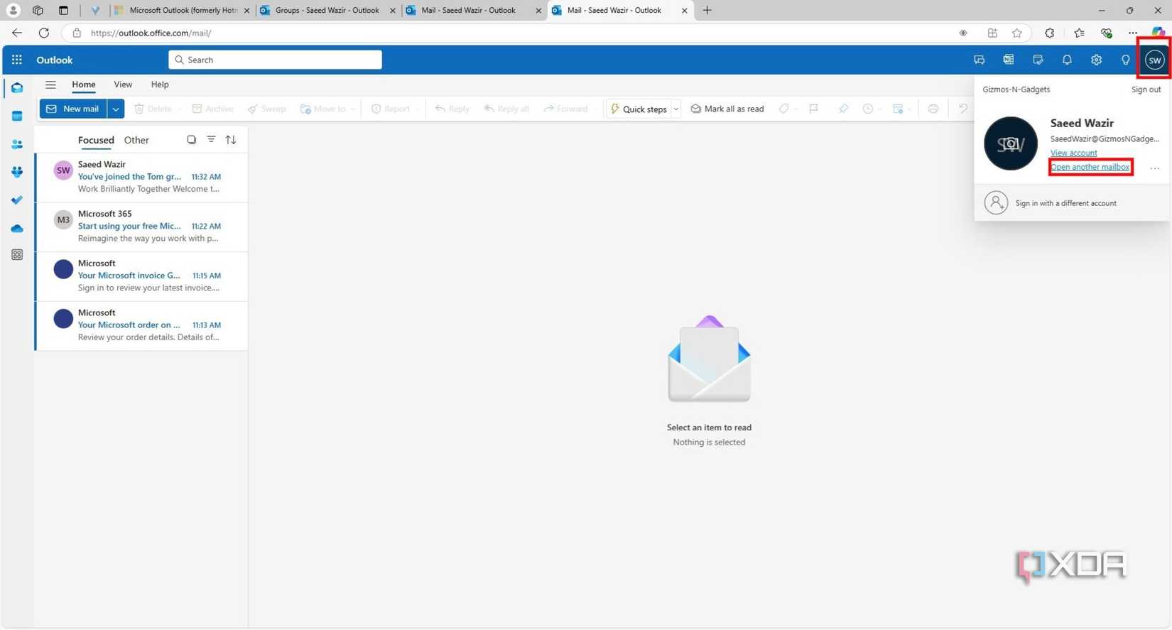 Share your Outlook inbox