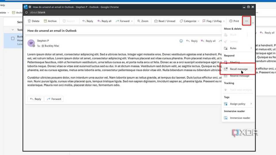 How to recall an email in Outlook