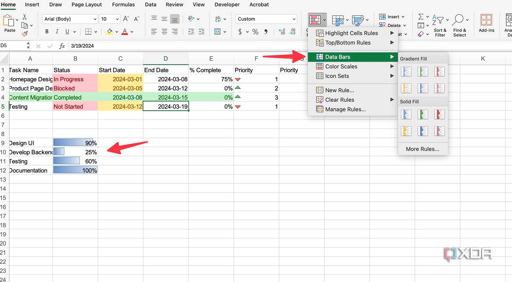 Here is how I use conditional formatting during project management in Excel