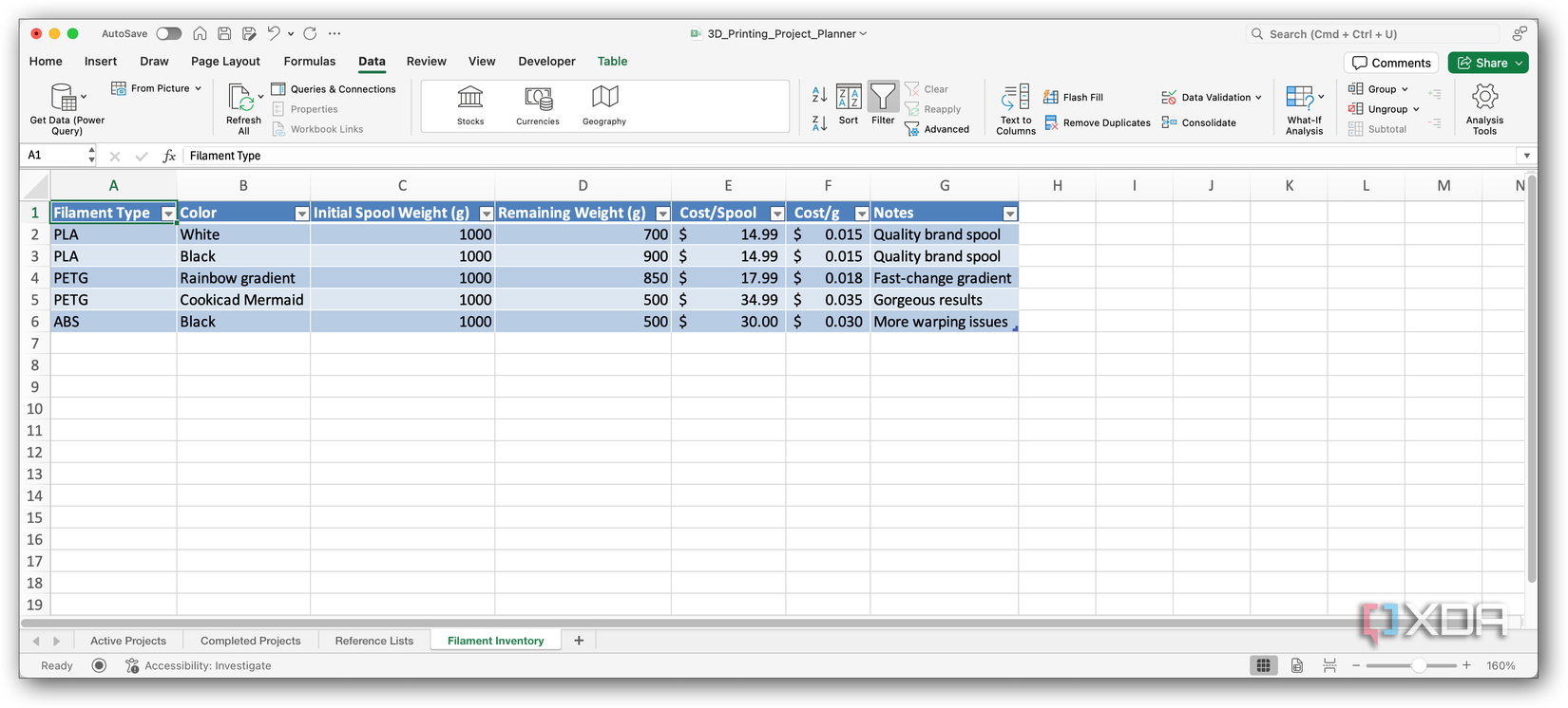 10 tips to use Excel to plan your 3D printing projects
