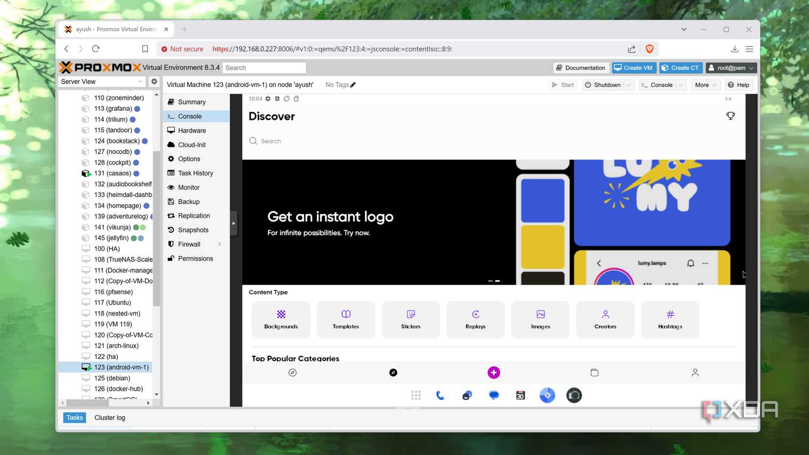 I tried running Android VMs inside Proxmox